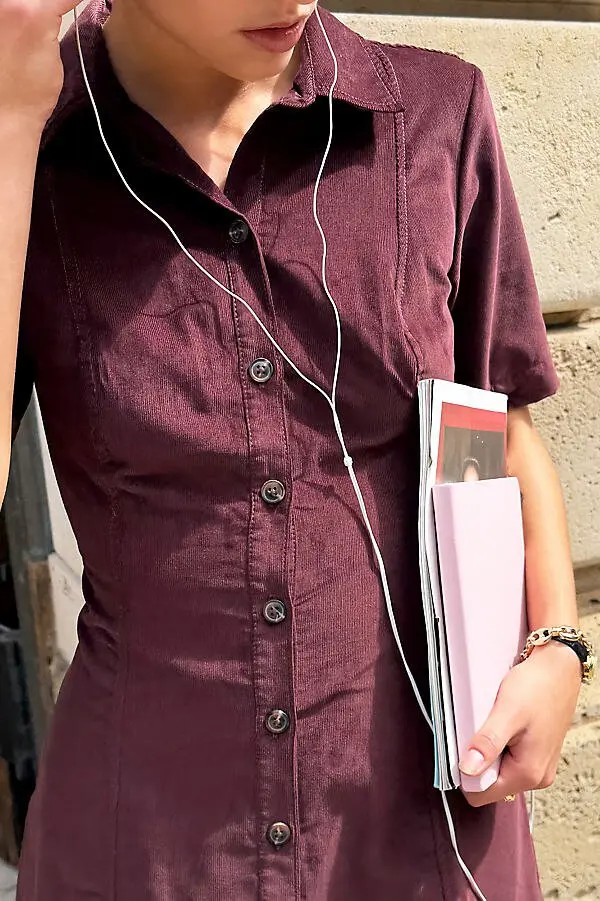 Maeve 100% Cotton Corduroy Shirtdress
