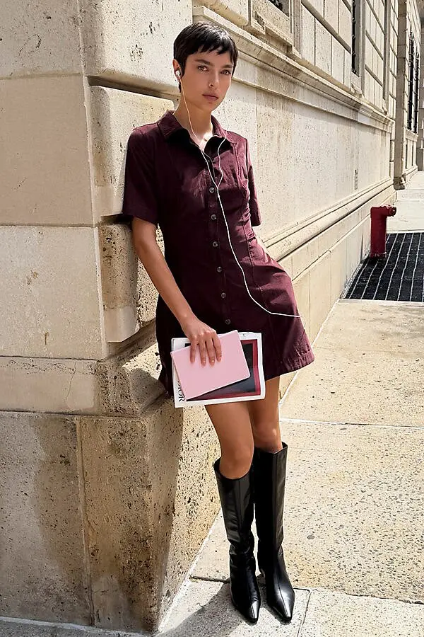 Maeve 100% Cotton Corduroy Shirtdress
