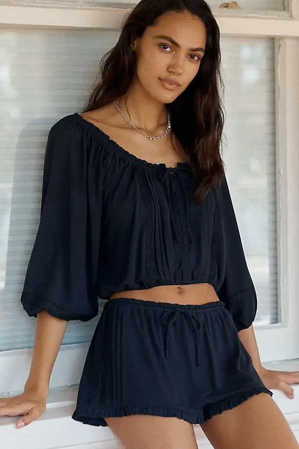 LYREBIRD Peasant Top Modaluxe - Black