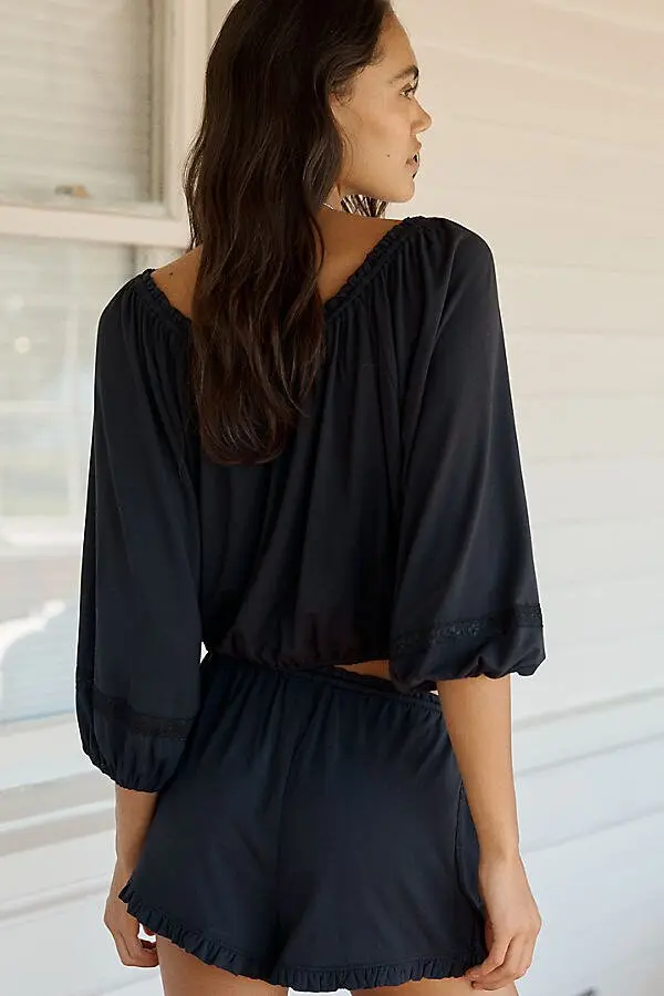 LYREBIRD Peasant Top Modaluxe - Black