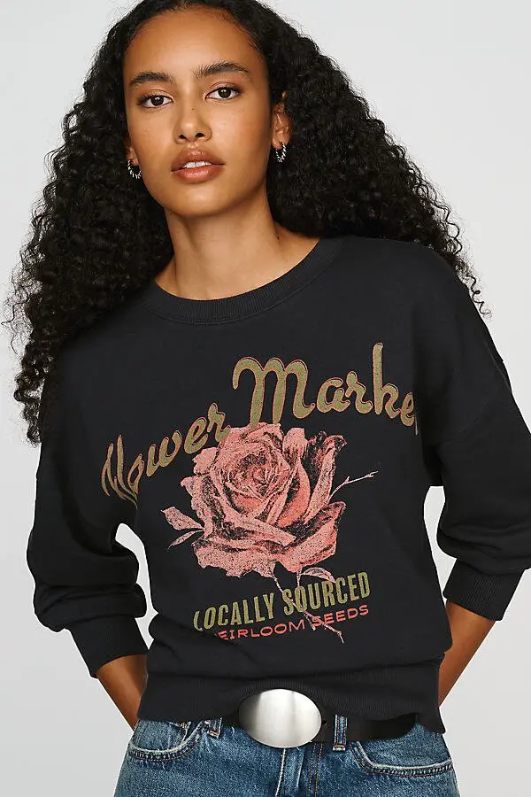 Anthropologie 100% Cotton Flower Market Sweatshirt