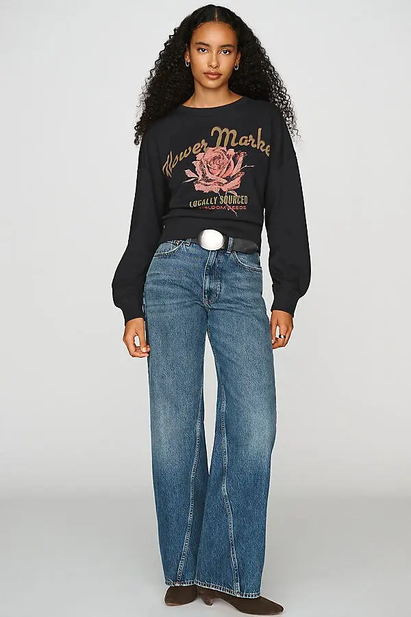 Anthropologie 100% Cotton Flower Market Sweatshirt
