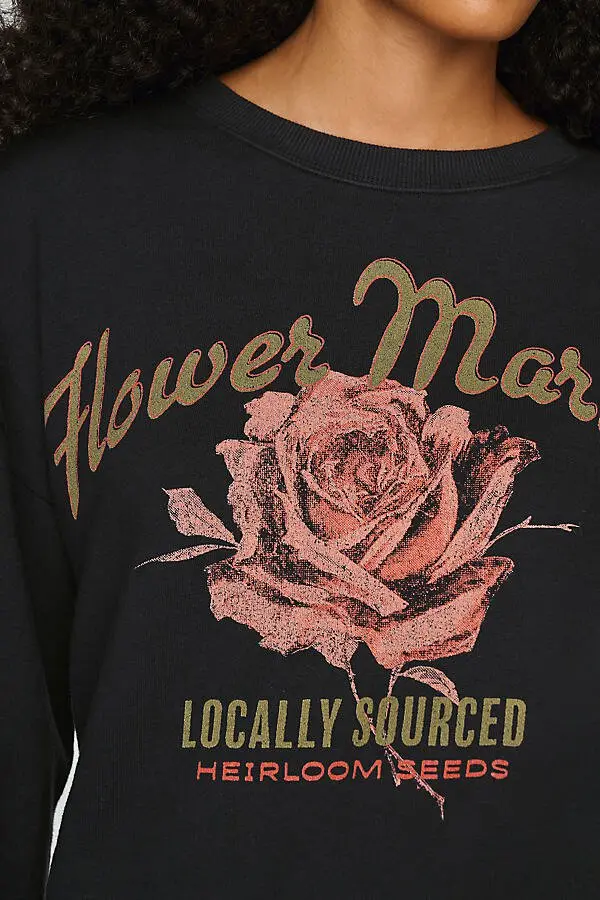Anthropologie 100% Cotton Flower Market Sweatshirt