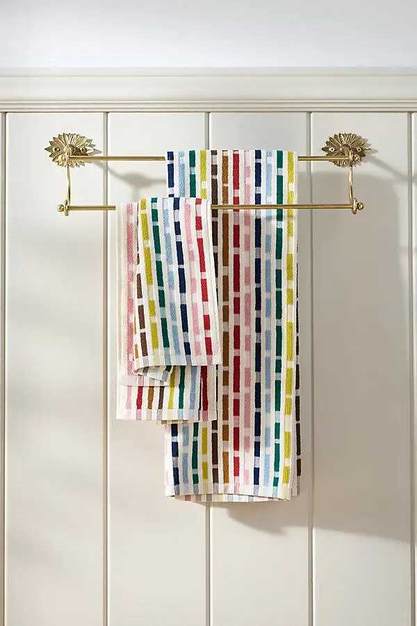 Anthropologie Rea 100% Cotton Rabow Striped Woven Towel Collection - Multi