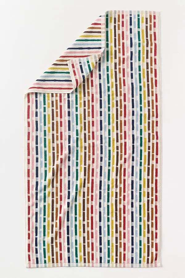 Anthropologie Rea 100% Cotton Rabow Striped Woven Towel Collection