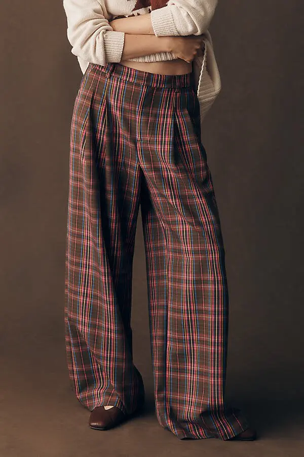 Maeve Avery Wide-leg Pleated Trousers Pants