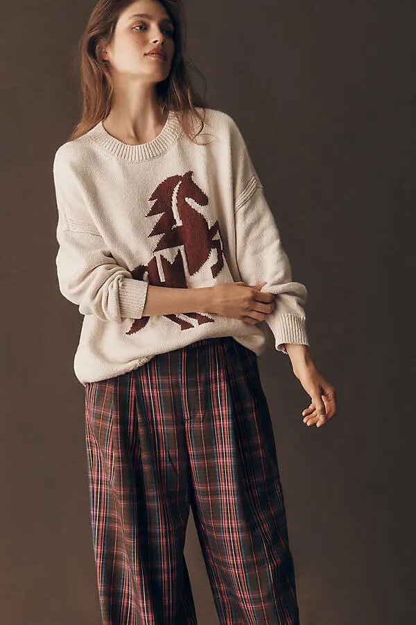 Maeve Avery Wide-leg Pleated Trousers Pants