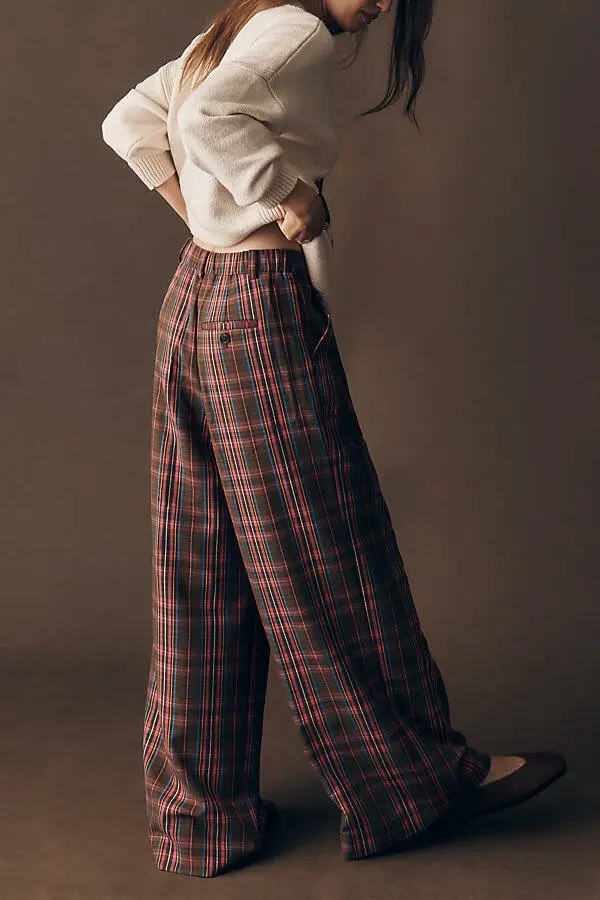 Maeve Avery Wide-leg Pleated Trousers Pants