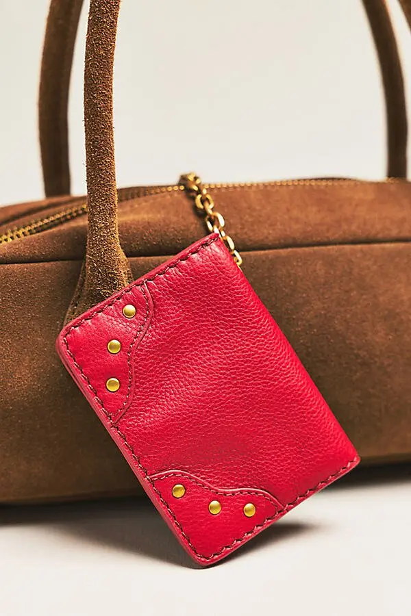 Anthropologie Ara Leather Keycha Card Wallet - Red