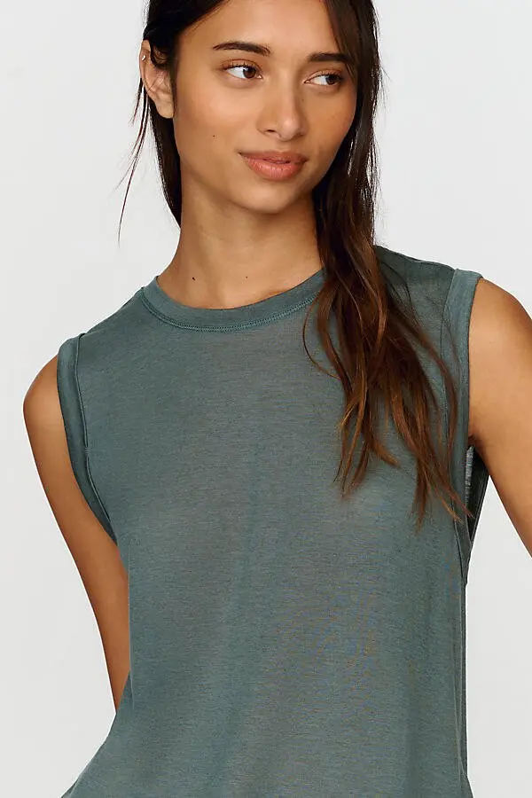 Anthropologie Vnie Wool Blend Tissue Weight Tank Top - Pine