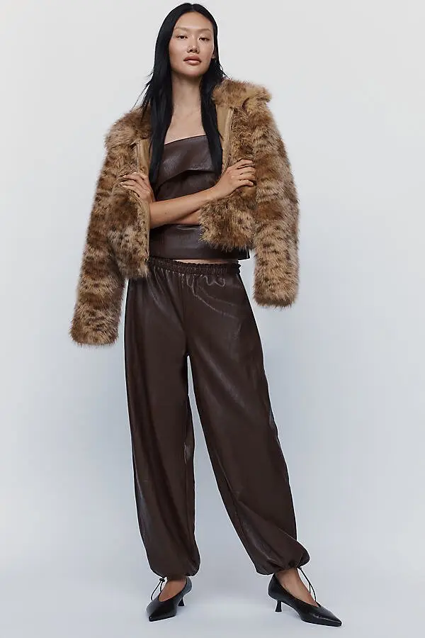 Avec Les Filles Faux Leather Balloon Pants