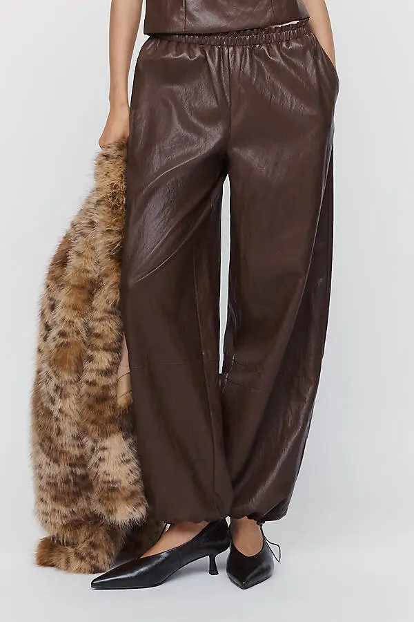 Avec Les Filles Faux Leather Balloon Pants