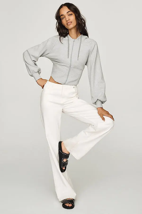 Susana Monaco 100% Cotton Waisted Zip-up Sweatshirt