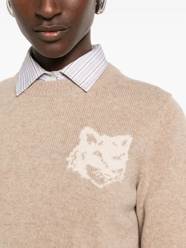 Maison Kitsuné Fox Head Wool Crewneck Jumper