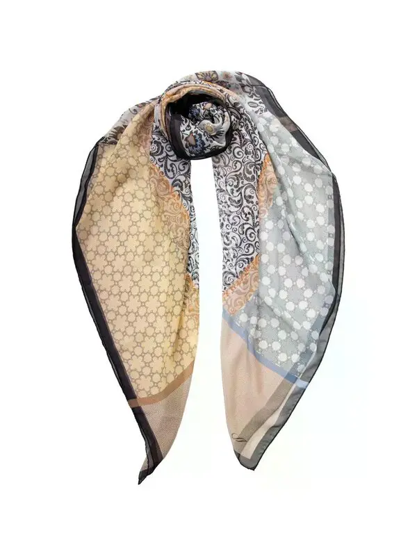 ELIZABETTA Dafne Patchwork Silk Scarf - Neutrals