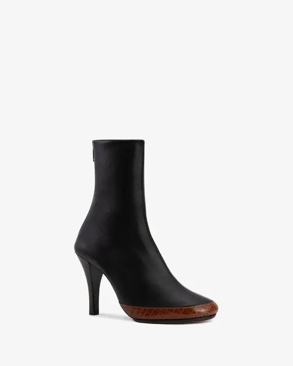 JUDE Luna Ankle Boot Stretch And Tan Croc Embossed Leather
