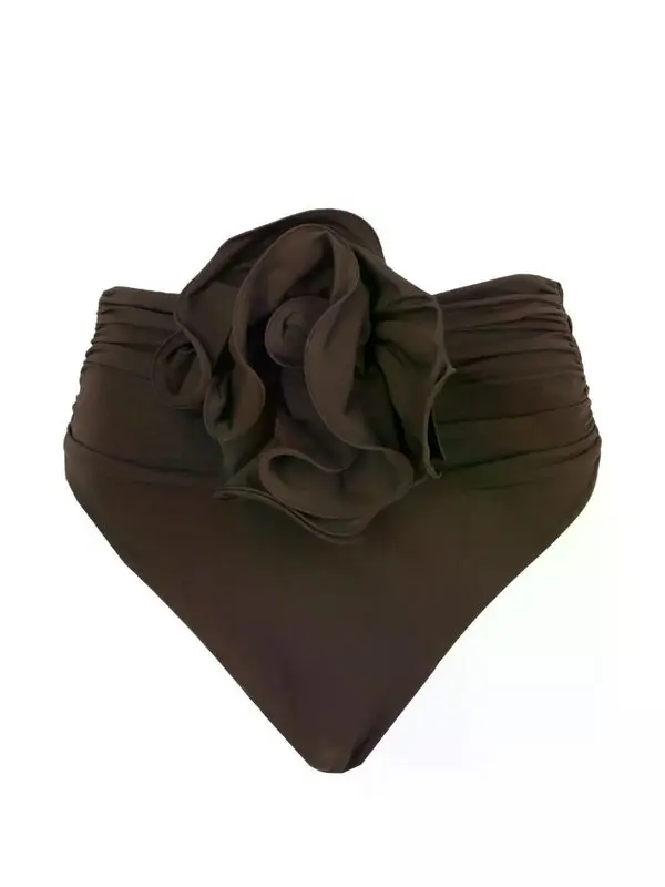 Magda Butrym Floral-appliqué Ruched Bikini Bottoms - Brown