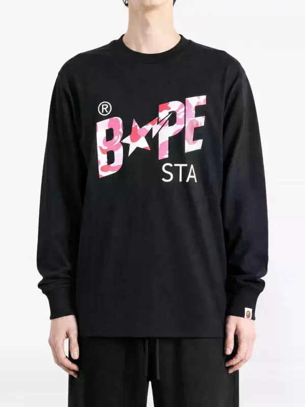 A BATHING APE Logo-print Long-sleeve T-shirt - Black