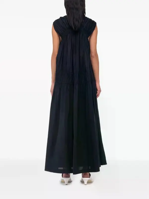 Another Tomorrow Gathered-shoulder Organic Cotton Dress