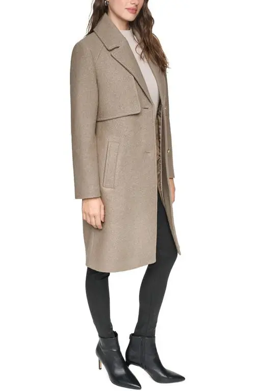 Andrew Marc Besette Boiled Wool Blend Coat - Brindle