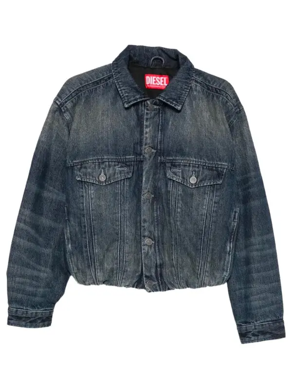 DIESEL® Lightly Padded Denim Jacket With Drawstring Hem