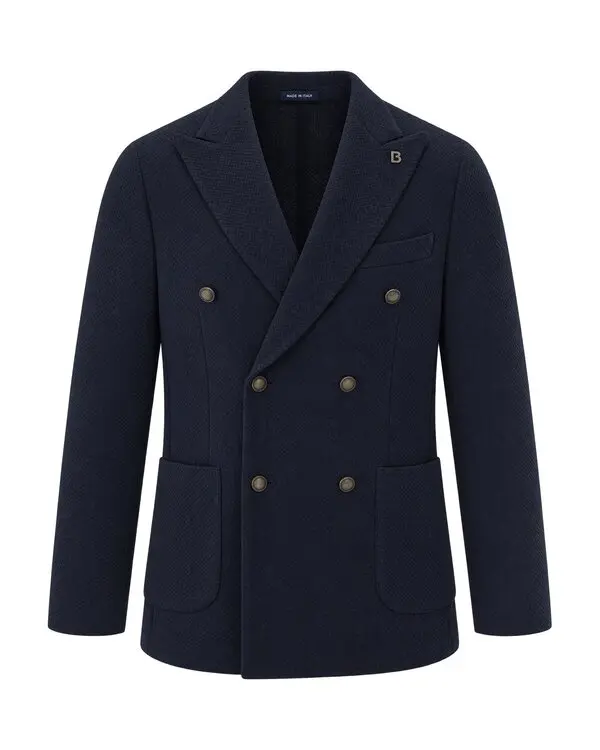 BRERAS MILANO Double-breasted Textured Blazer