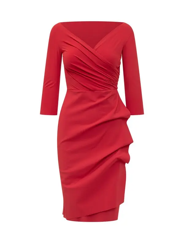 Chiara Boni La Petite Robe Draped V-neck Mini Dress With Structured Detail