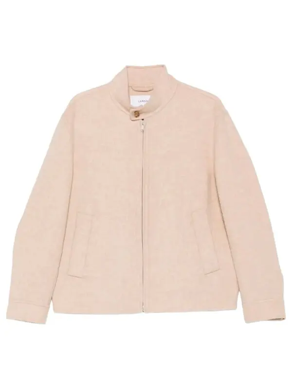LARDINI Double-breasted Wool Jacket With High Collar & Cashmere Blend