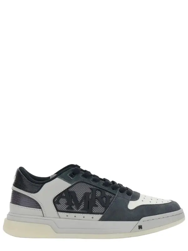 Amiri Panelled Leather Sneakers With Perforated Toe & Logo Side Patch - Nero