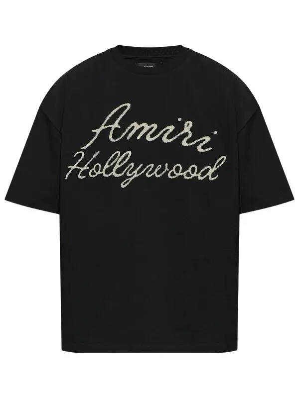 Amiri Crewneck Sweatshirt With Chenille Logo Appliqué And Short Sleeves