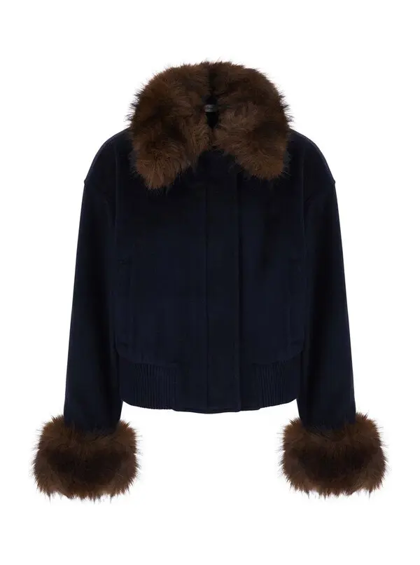 SELF-PORTRAIT Relaxed Fit Mini Jacket With Removable Faux Fur Trim