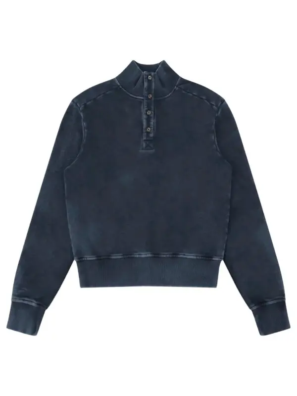 ENTIRE STUDIOS 3/4 Front Button Knit Top With Ribbed Hems - Verde