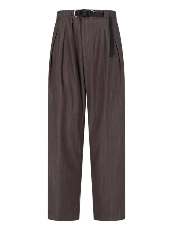 WHITE SAND Pleated Wide-leg Trousers With Belt