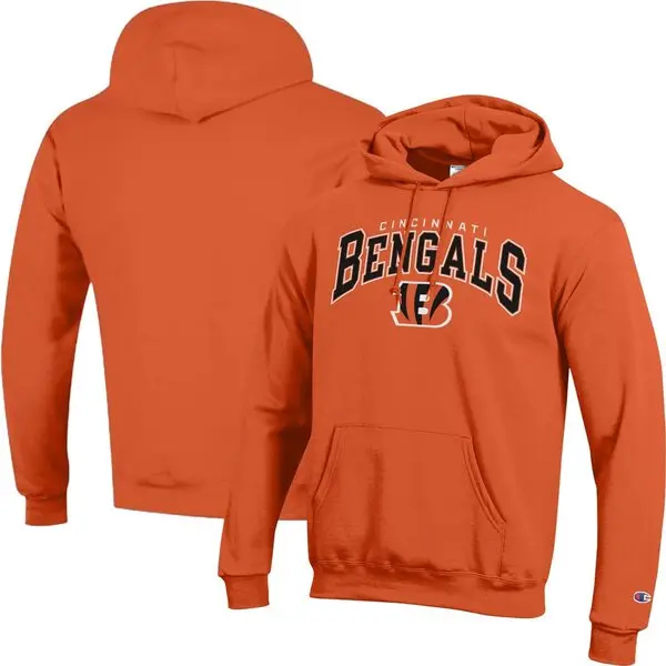 Champion Cincinnati Bengals Powerblend Arch Over Logo Hoodie - Orange