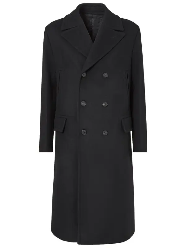 Fendi Double-breasted Wool & Angora Long Jacket With Pea-coat Aesthetic - Nero