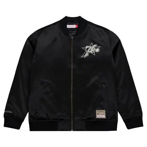 Mitchell & Ness Philadelphia 76ers Chrome Satin Bomber Full-zip Jacket