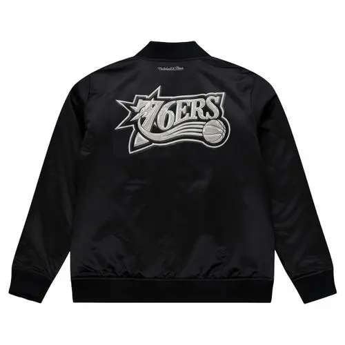 Mitchell & Ness Philadelphia 76ers Chrome Satin Bomber Full-zip Jacket