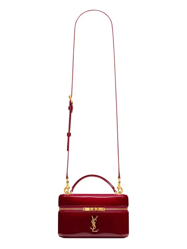 Saint Laurent Mini Leather Card Case Bag With Zip Closure - Rosso