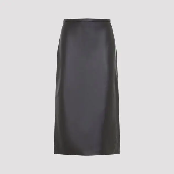 Co Lambskin Leather Midi Pencil Skirt - Brown