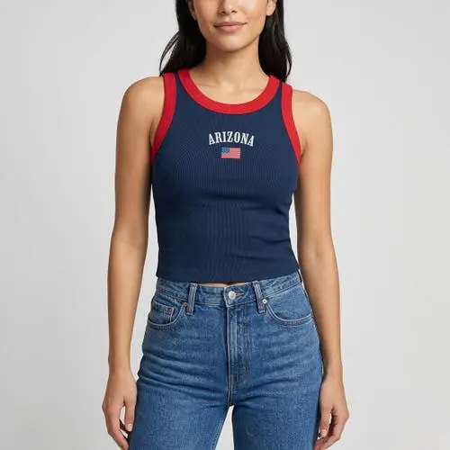 USCAPE APPAREL Red Arizona Wildcats Americana Wordmark Ribbed Tank Top - Navy