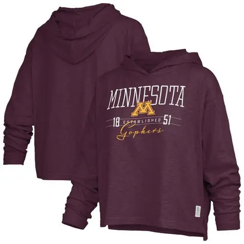 PRESSBOX Minnesota Golden Gophers Castillo Slub Waist Length Long Sleeve Hooded T-shirt - Maroon