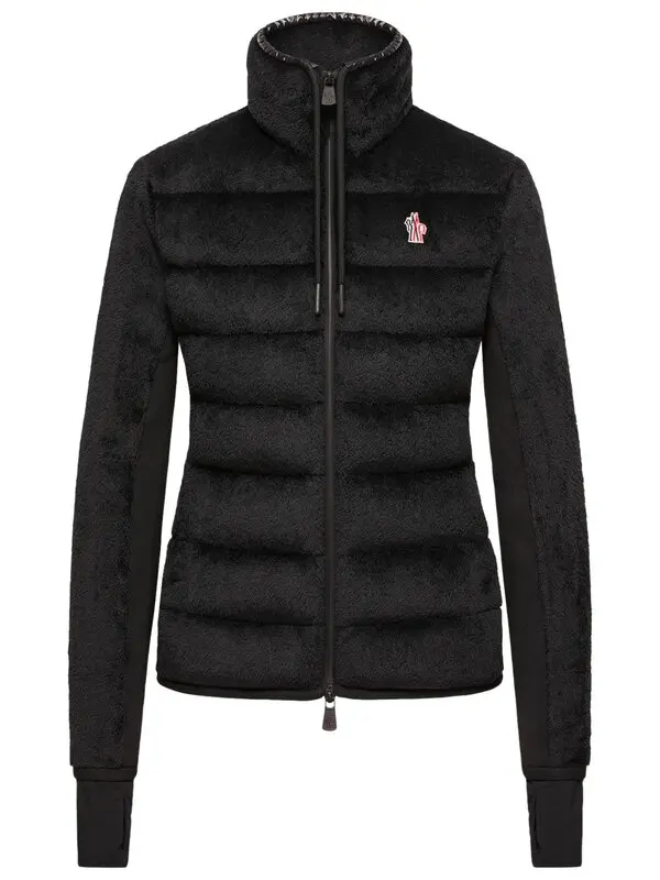 Moncler Plush Padded High-neck Mini Sweatshirt With Drawstring & Zip