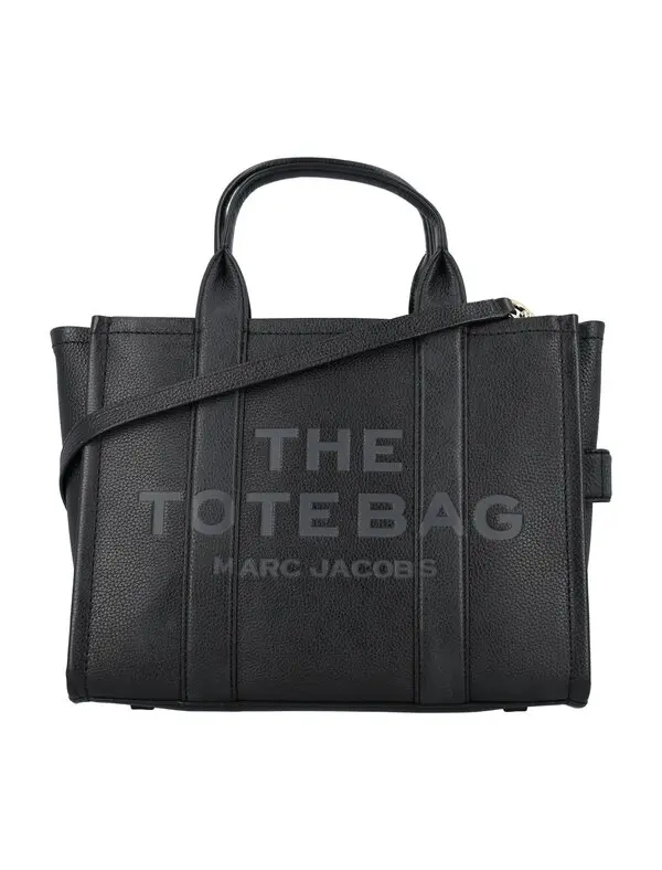 Marc Jacobs Medium Leather Tote Handbag With Dual Handles - Nero