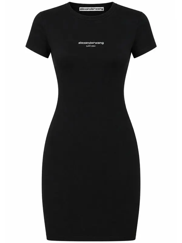 Alexander Wang Mini Dress In Cotton With Crew Neck And Logo