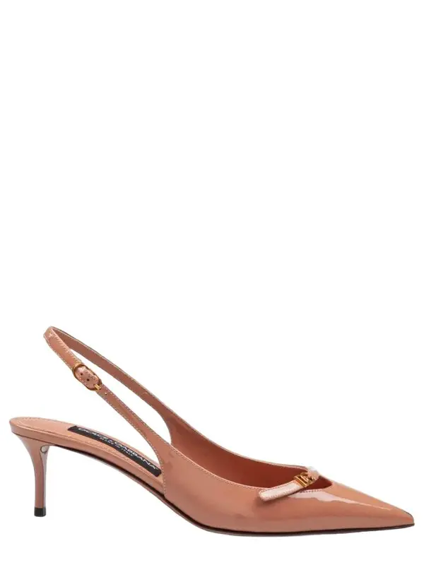 Dolce & Gabbana Cardinale New Base Leather-soled Heeled Slides With Personalized Insole And Crossed Dg Logo - Beige