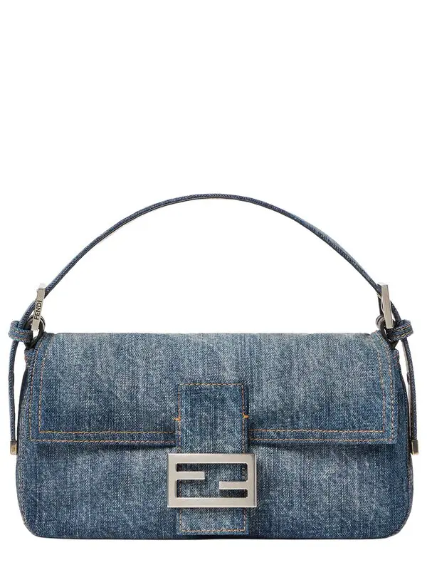 Fendi Mini Cotton Flap Shoulder Bag With Ff Buckle
