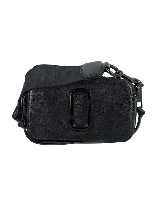 Marc Jacobs Saffiano Leather Mini Snapshot Double J Crossbody Bag With Dual Zips - Nero
