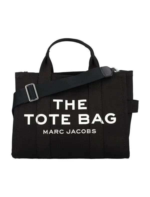 Marc Jacobs Mini Cotton Canvas Zip Top Handle Bag With Adjustable Strap And 4 Pockets - Nero