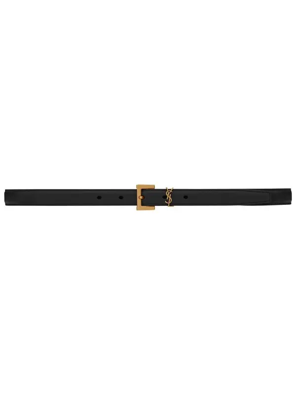 Saint Laurent Mini Leather Belt With Adjustable Buckle - Nero