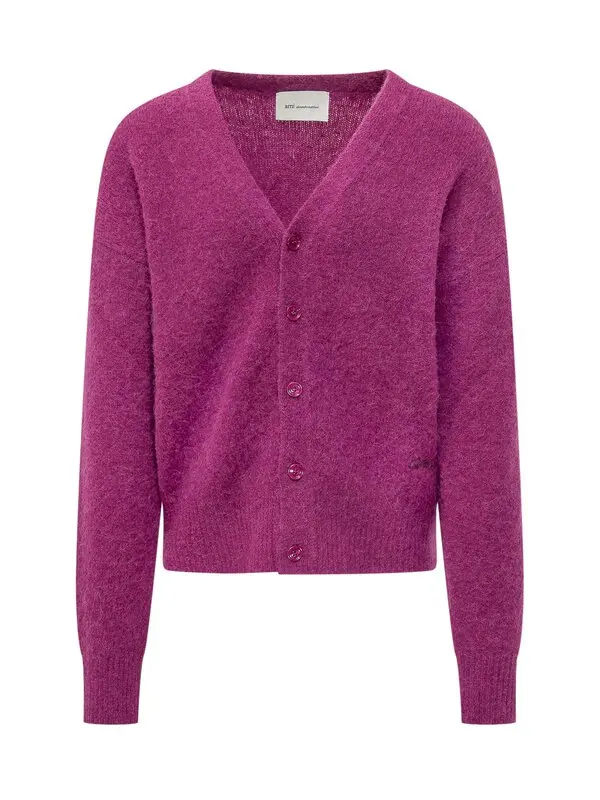 AMI Paris V-neck Cardigan With Classic Knit Finish